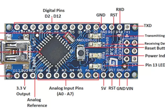 Sơ đồ và Sơ đồ chân của mạch Arduino Nano